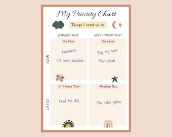 Printable Priority Chart • Decision Matrix • Eisenhower Matrix • Vision ...