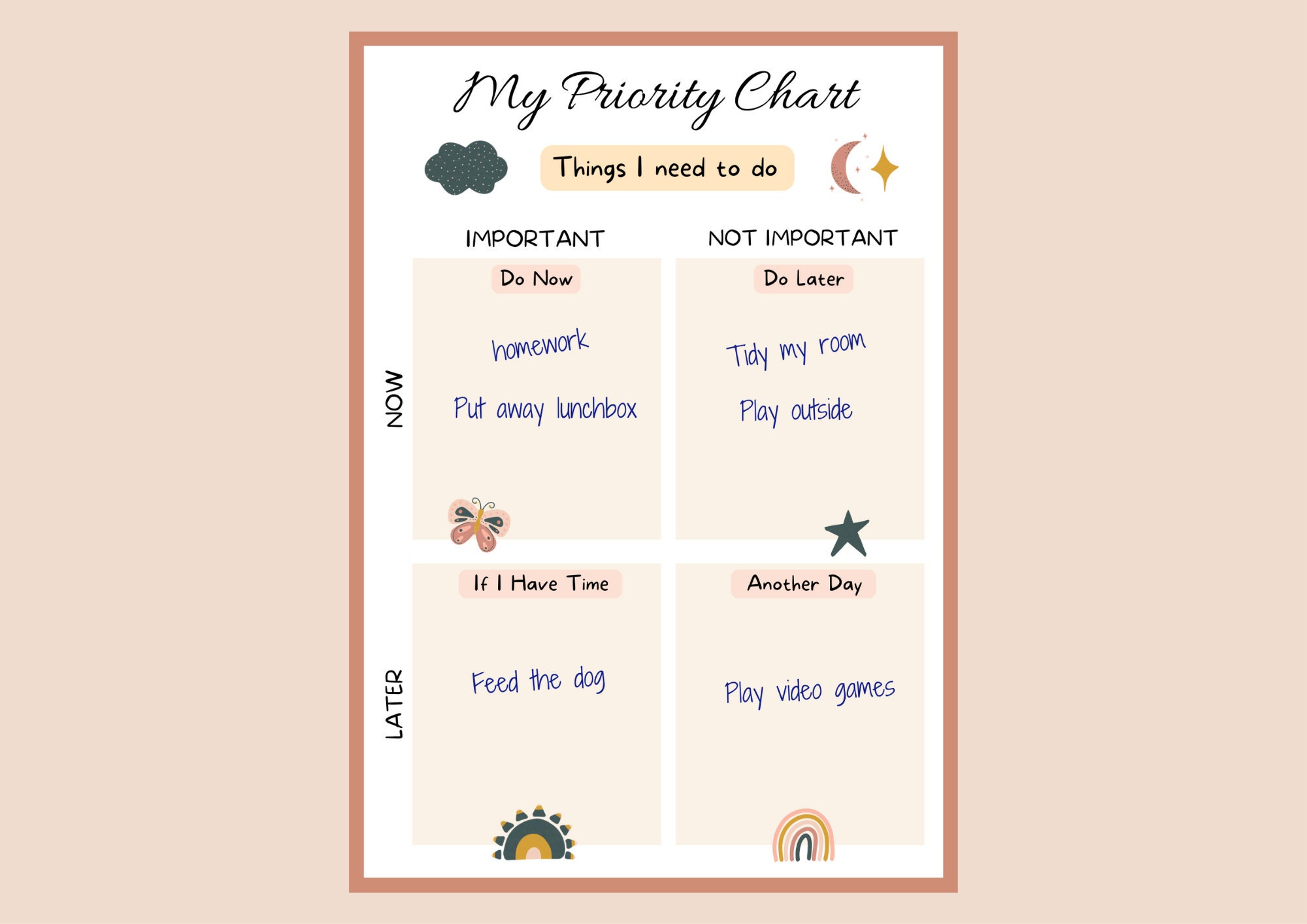 Printable Priority Chart • Decision Matrix • Eisenhower Matrix • Vision ...