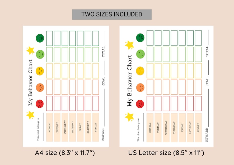 Printable Emotion Scale Behavior Chart • Points Reward Chart ...