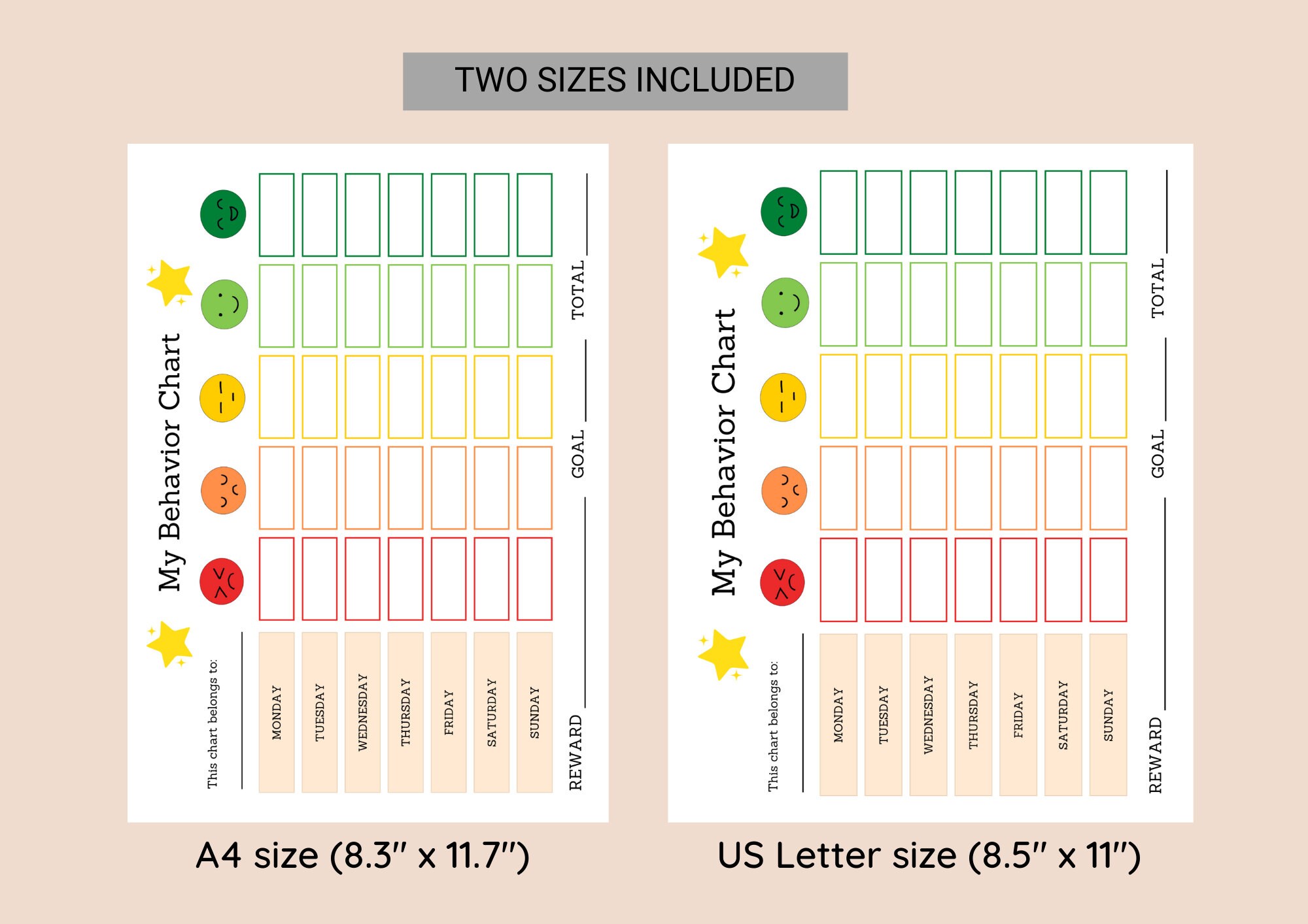 Printable Emotion Scale Behavior Chart • Points Reward Chart ...