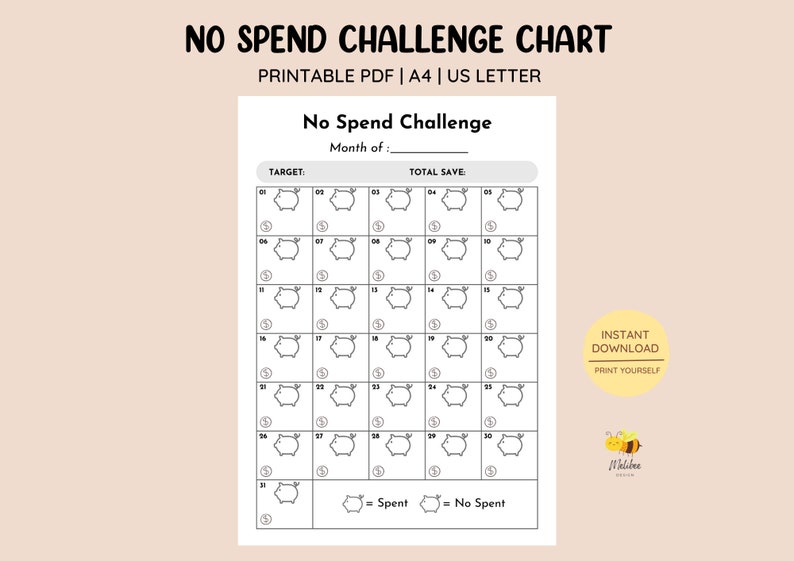 No Spend Challenge • No Spend Tracker • Saving Challenge • Savings ...