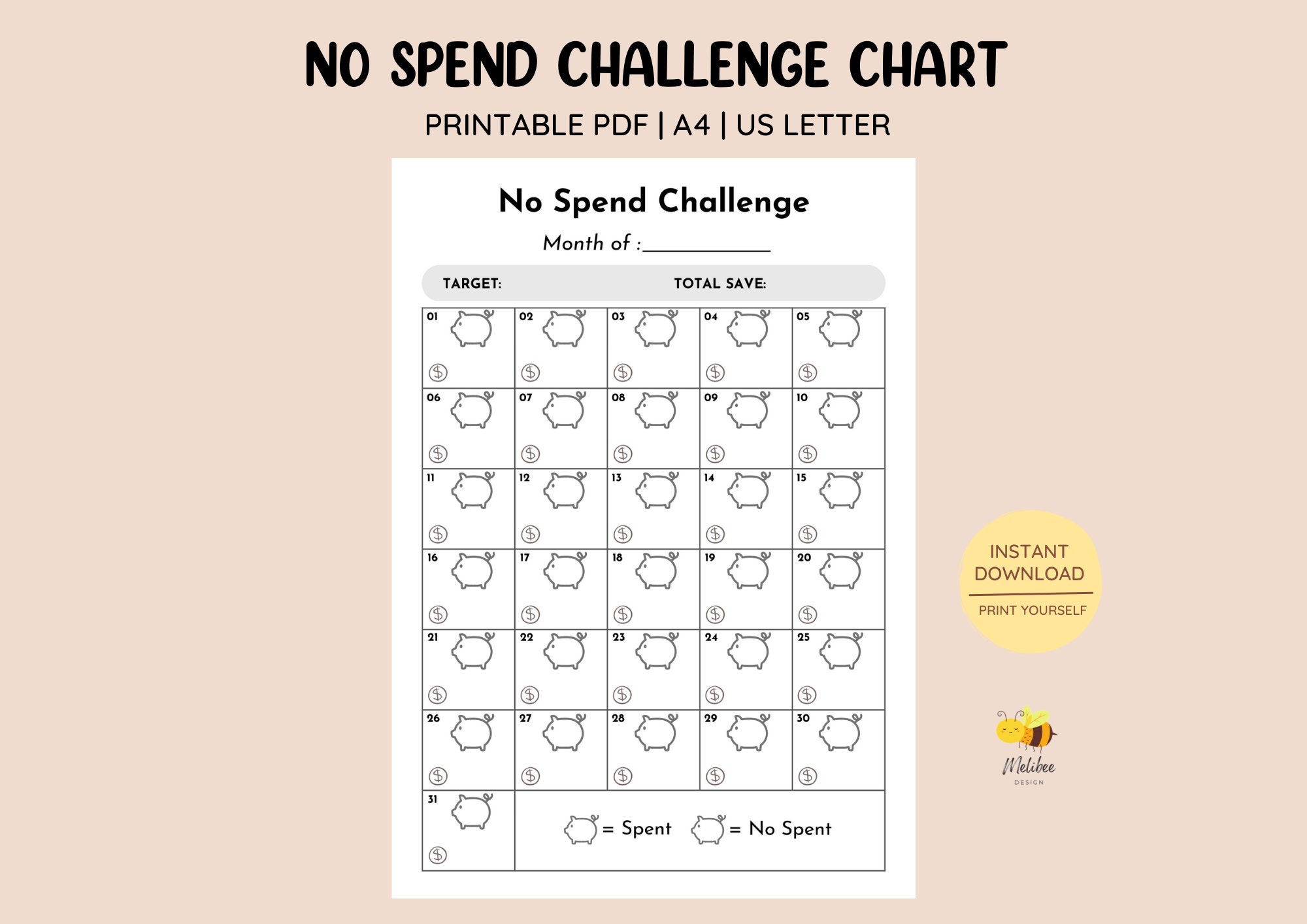 No Spend Challenge • No Spend Tracker • Saving Challenge • Savings ...