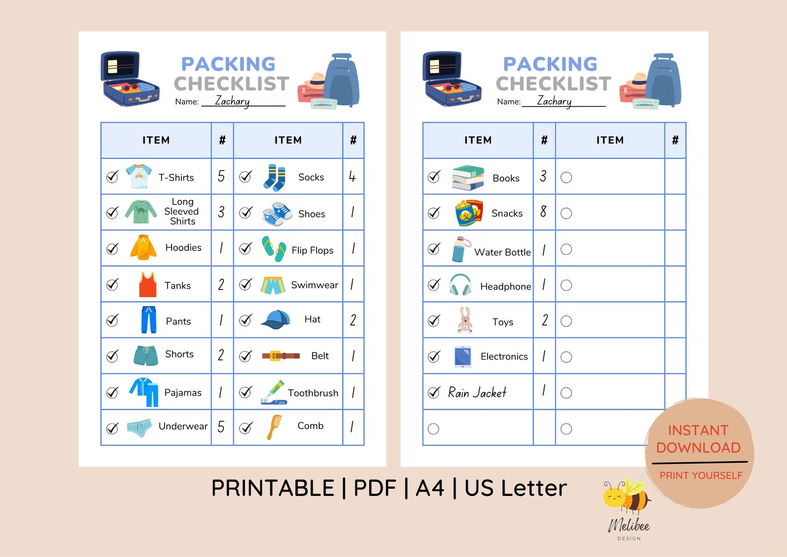 Printable Packing Checklist for Boys Kids Packing List - Etsy