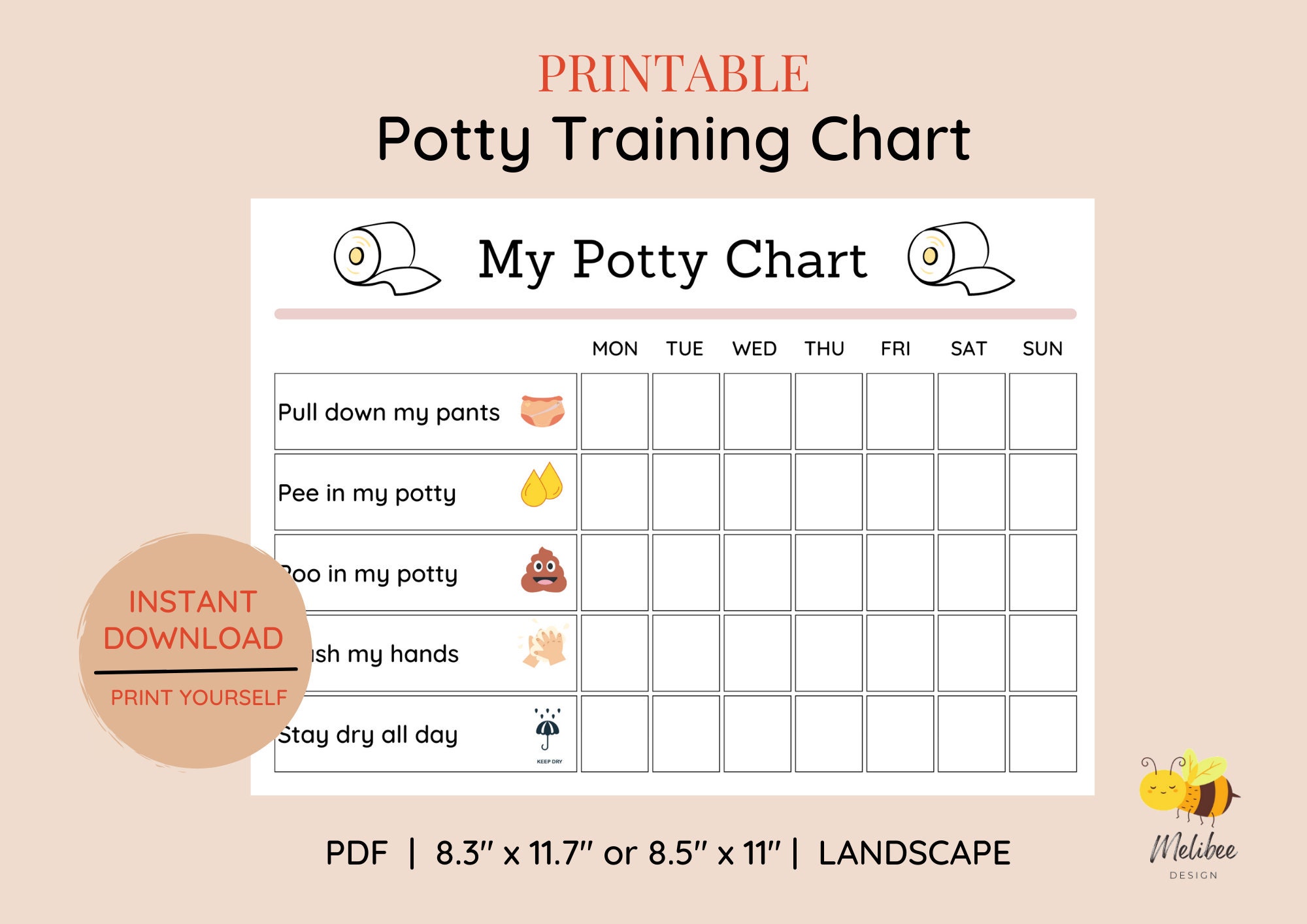 Printable Weekly Potty Training Chart Toilet Training My - Etsy UK