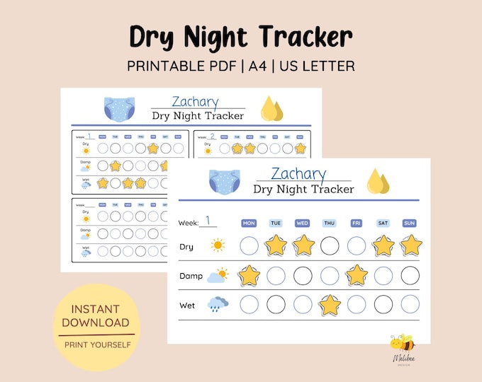 My Dry Nights Reward Chart Potty Training Bed Wetting Support Child ...