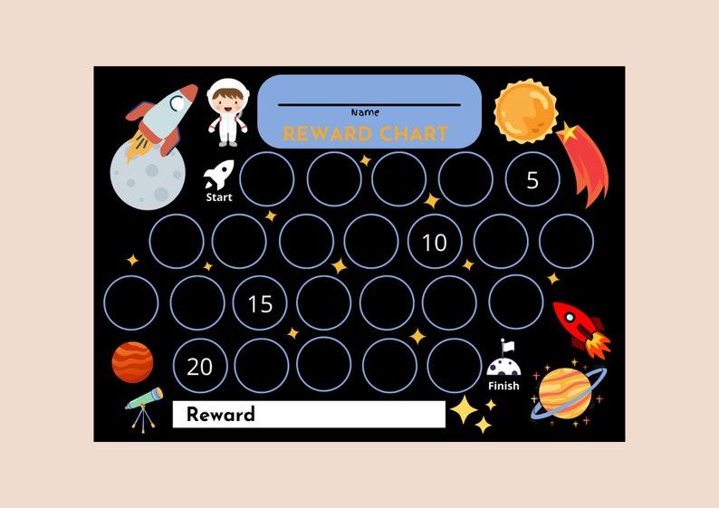 Printable Space Reward Chart • Astronaut • Sticker Chart • Kids Reward ...