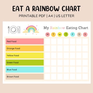 Printable Eat A Rainbow Chart • Eat the Rainbow Checklist • Healthy ...