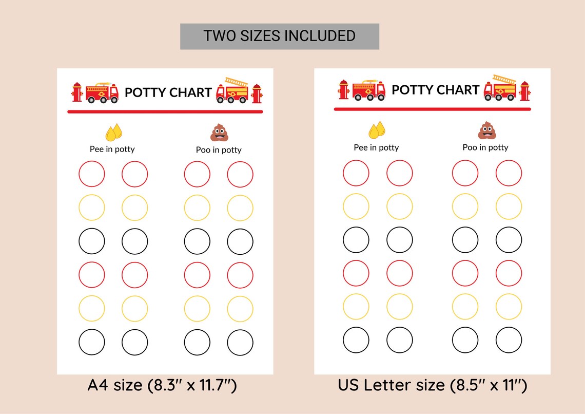 Printable Fire Truck Potty Training Chart Sticker Chart Toilet Training ...