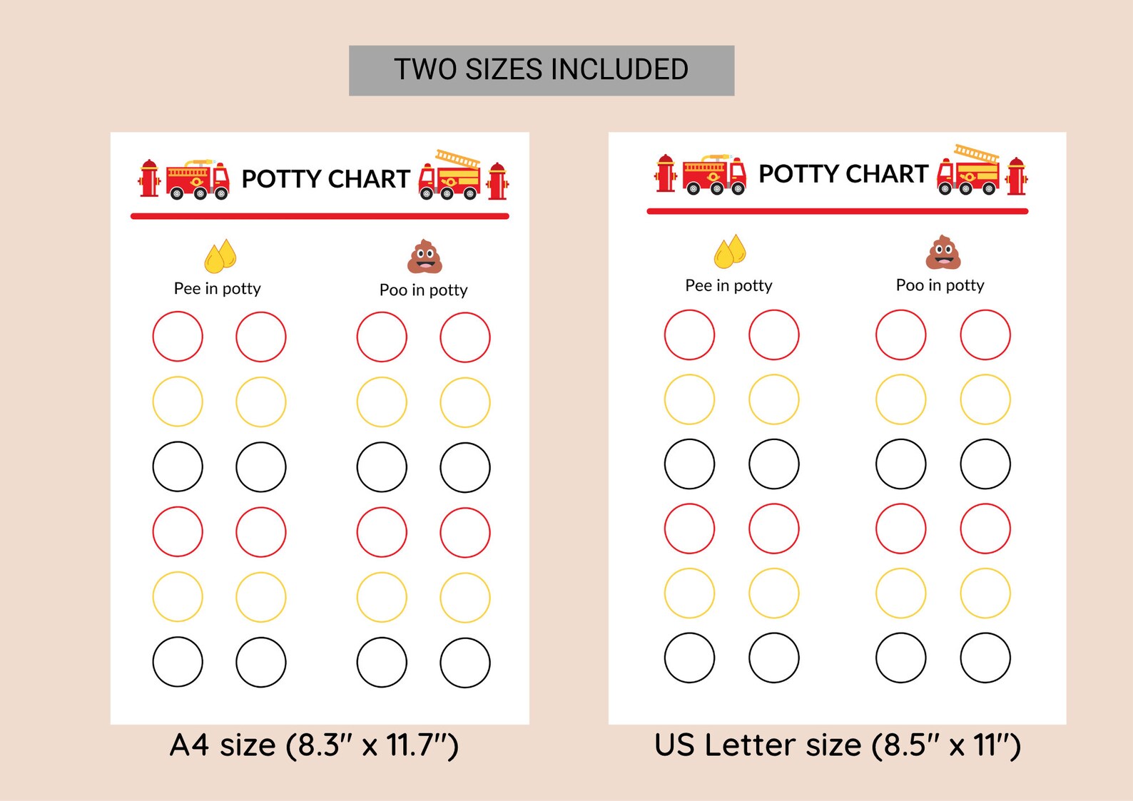 Printable Fire Truck Potty Training Chart Sticker Chart Toilet Training ...