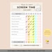 EDITABLE Screen Time Tracker Chart • Screen Time Rules • Screen Time ...