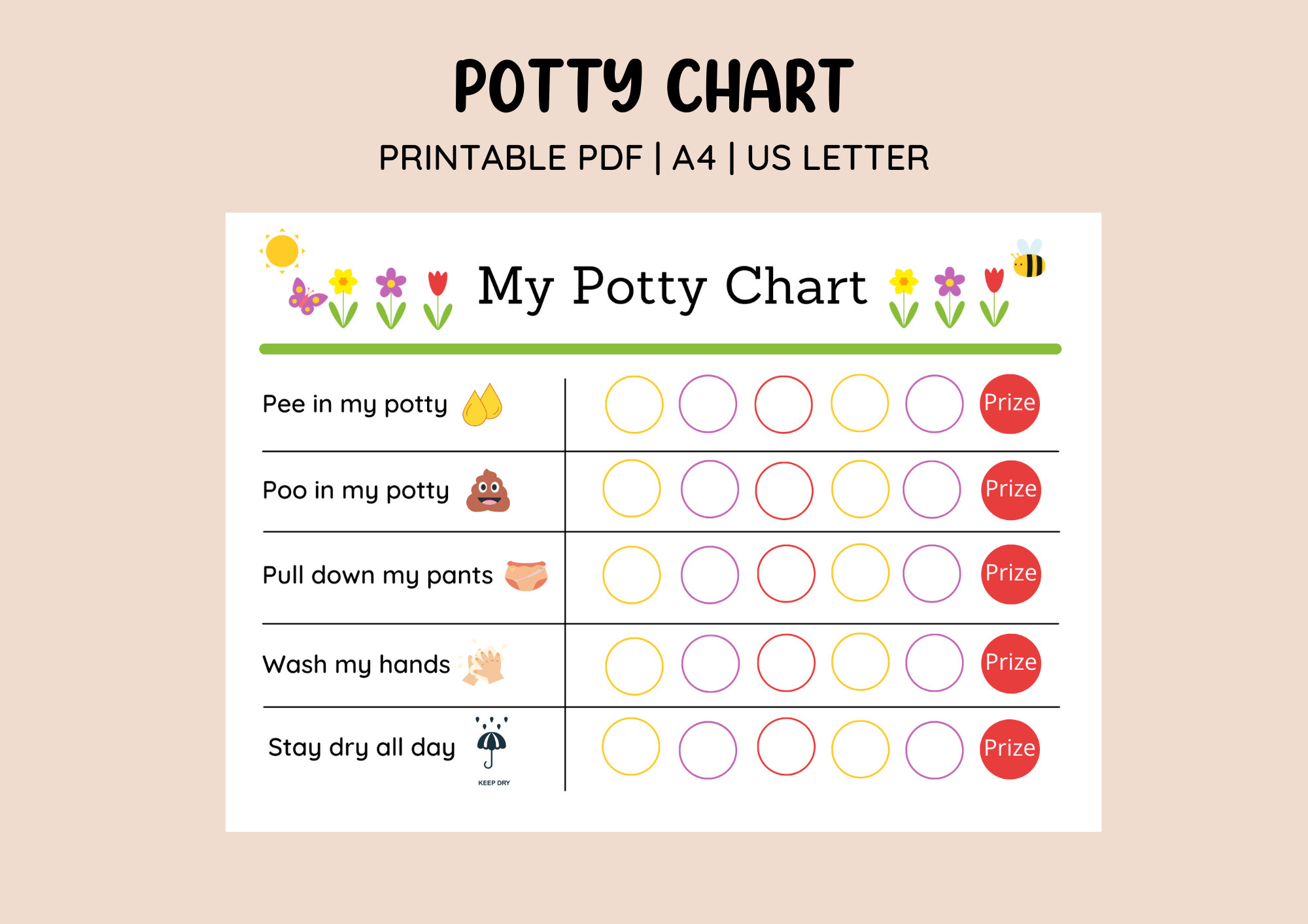 Printable Flowers Potty Training Chart • Potty Sticker Chart • Toddler ...