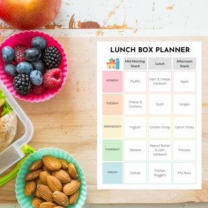 Printable Kids School Lunchbox Weekly Planner • Packing Kids Lunchbox ...