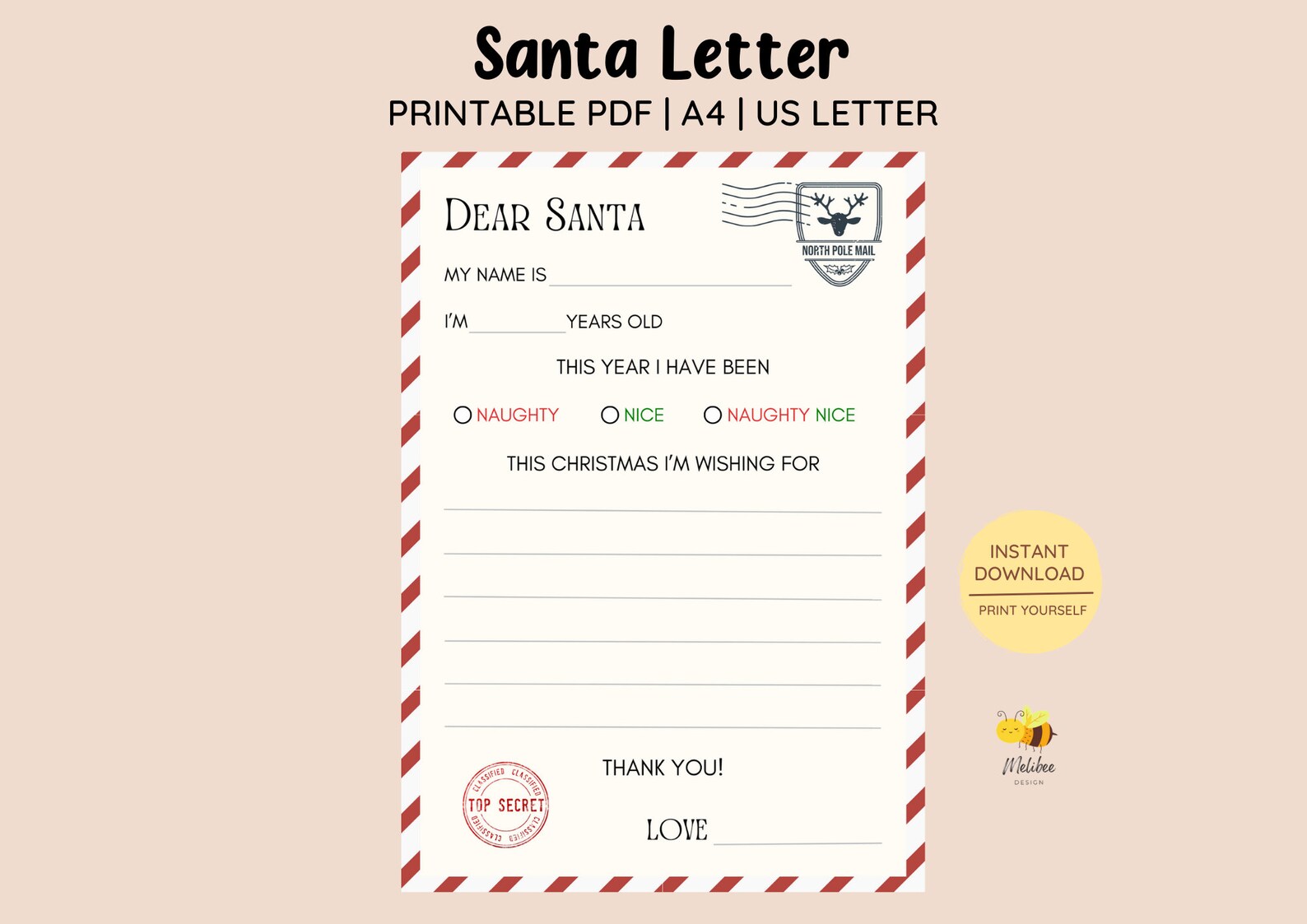 Letter to Santa • Santa Letter • Kids Christmas Wish List • Christmas ...