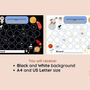 Printable Space Reward Chart • Astronaut • Sticker Chart • Kids Reward ...