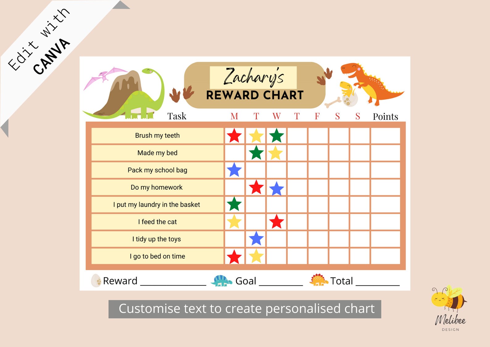 Editable Dinosaurs Chore Chart • Printable Kids Reward Chart ...