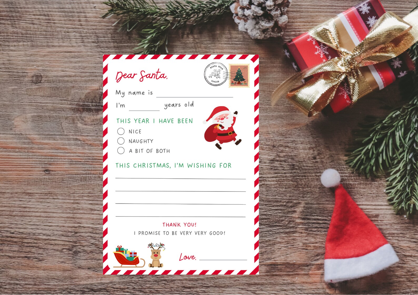 Printable Letter to Santa • Santa Letter • Kids Christmas Wish List ...