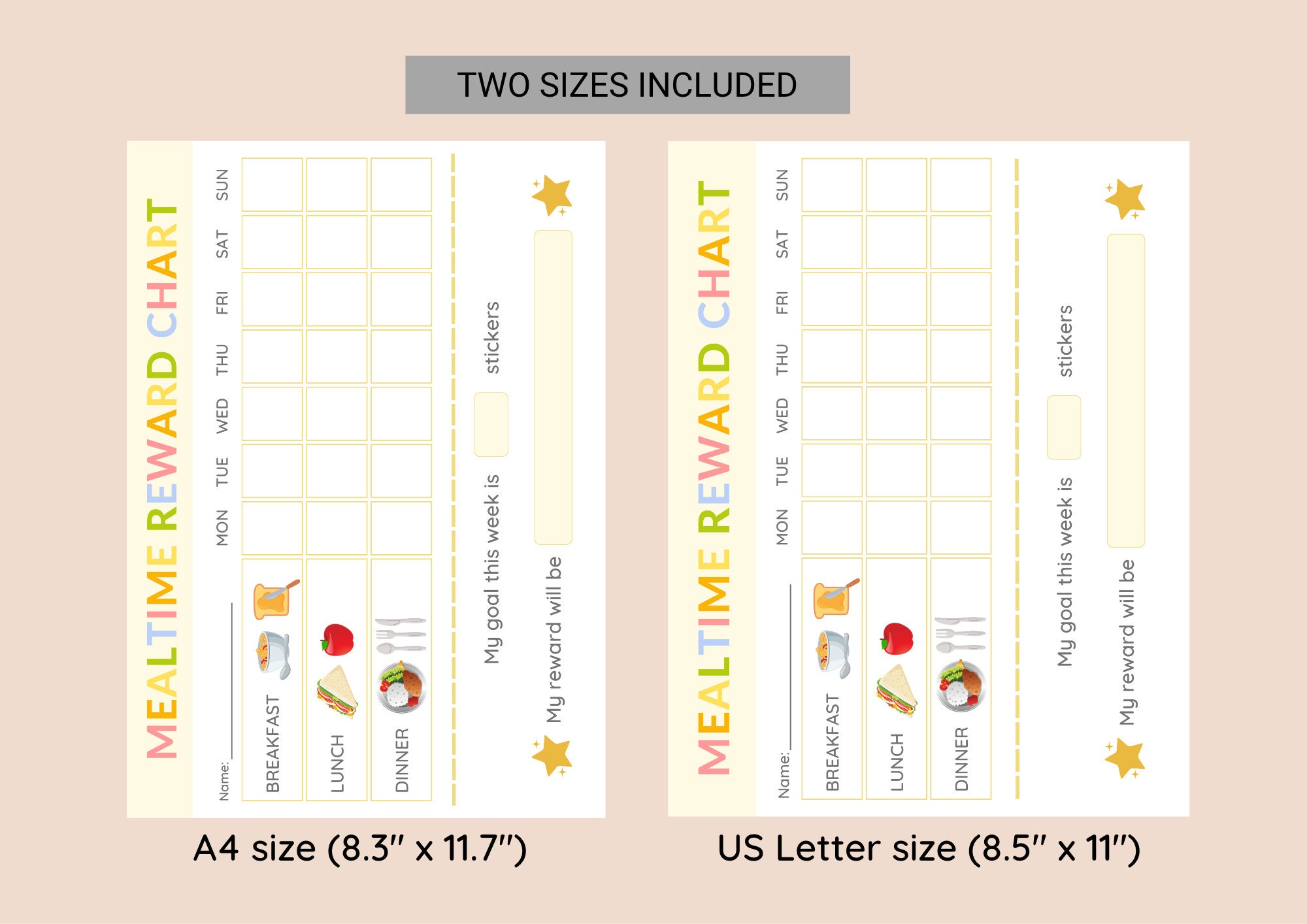 Printable Healthy Food Habit Reward Chart • Meal Time Reward Chart ...