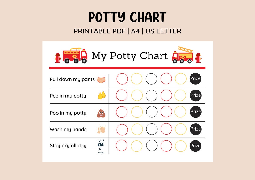 Printable Fire Truck Potty Training Chart • Potty Sticker Chart ...