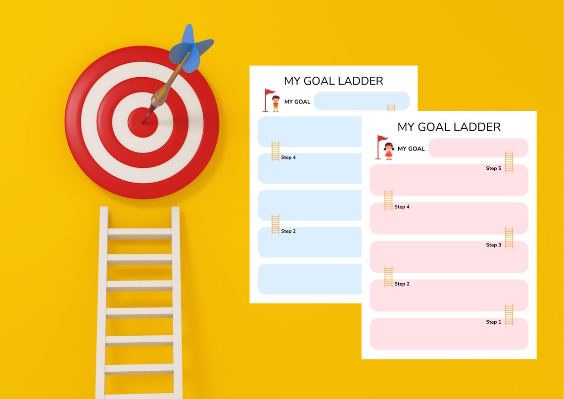 Goal Setting Ladder for Kids • Goal Ladder • Kids Goal Setting ...