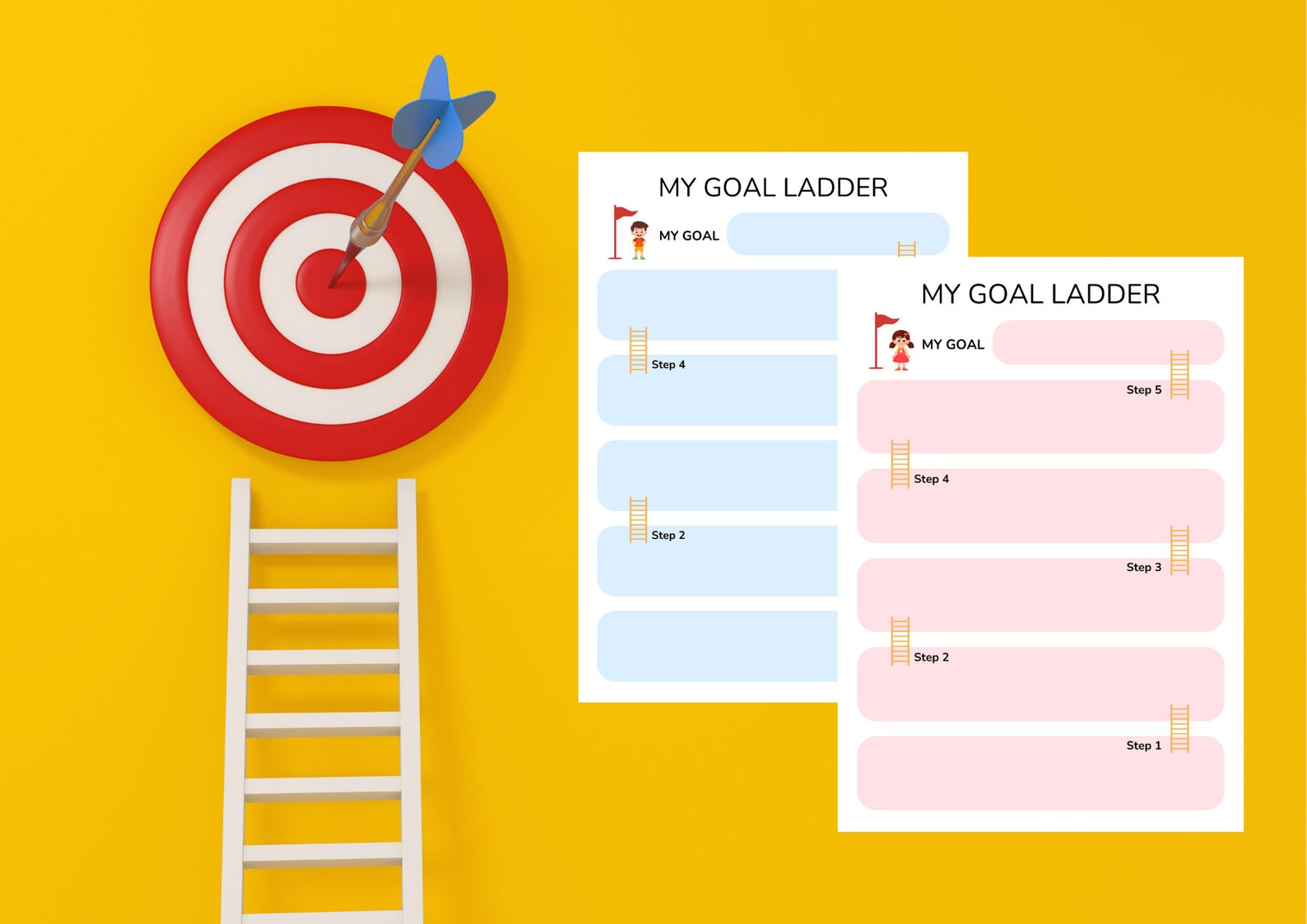 Goal Setting Ladder for Kids • Goal Ladder • Kids Goal Setting ...