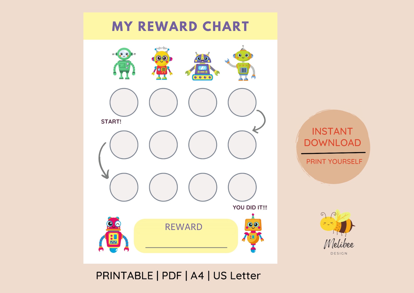 Printable Robot Reward Chart • Sticker Chart • Kids Reward Chart ...