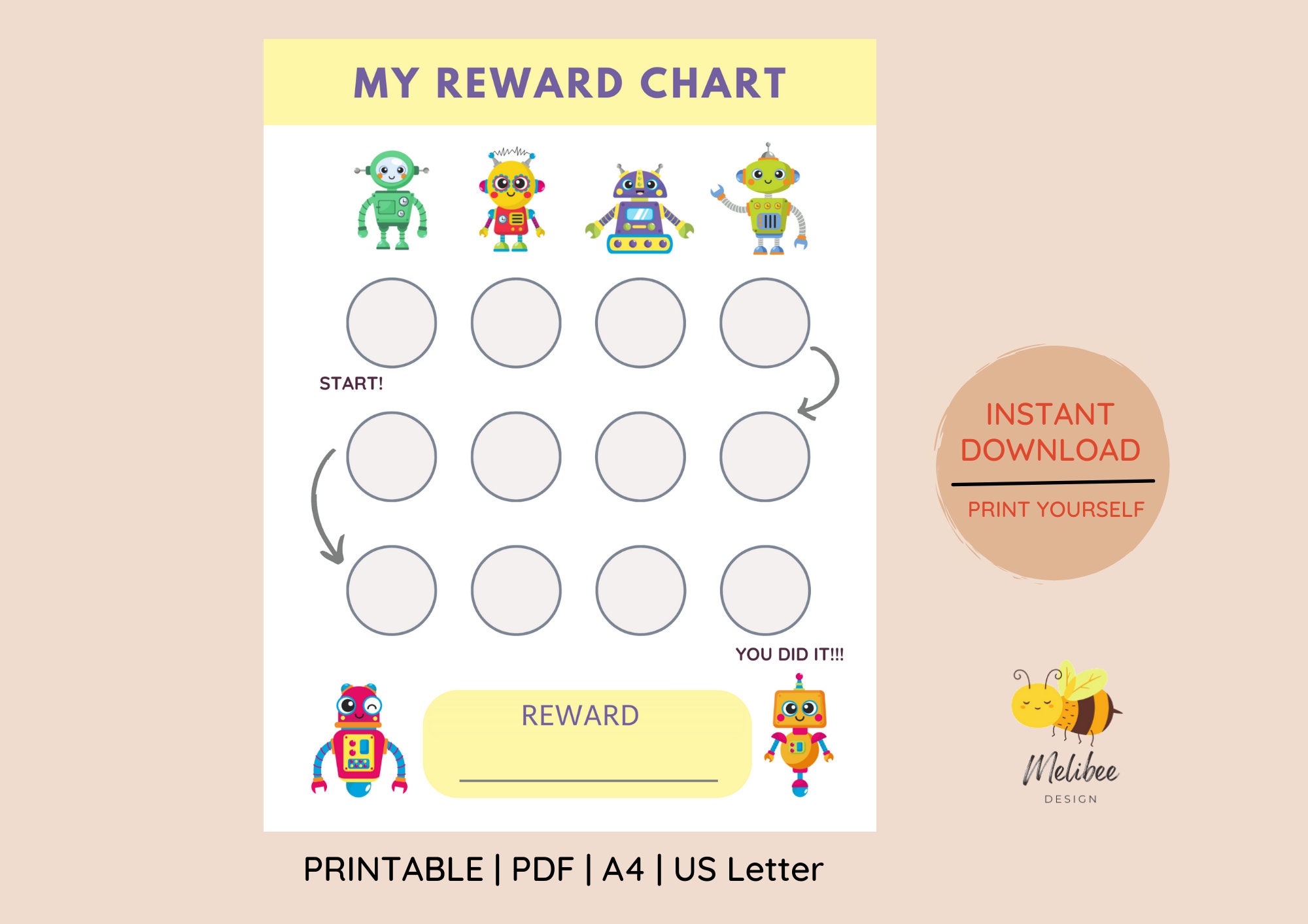 Printable Robot Reward Chart • Sticker Chart • Kids Reward Chart ...