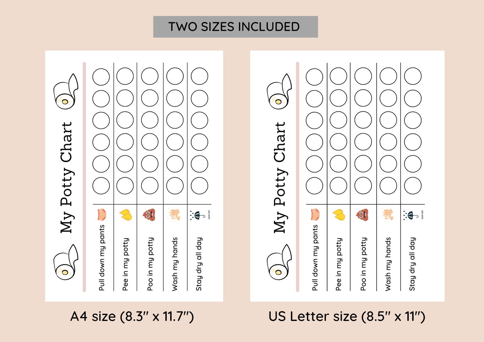 Printable Cute Potty Training Chart • Sticker Chart • Printable Reward ...