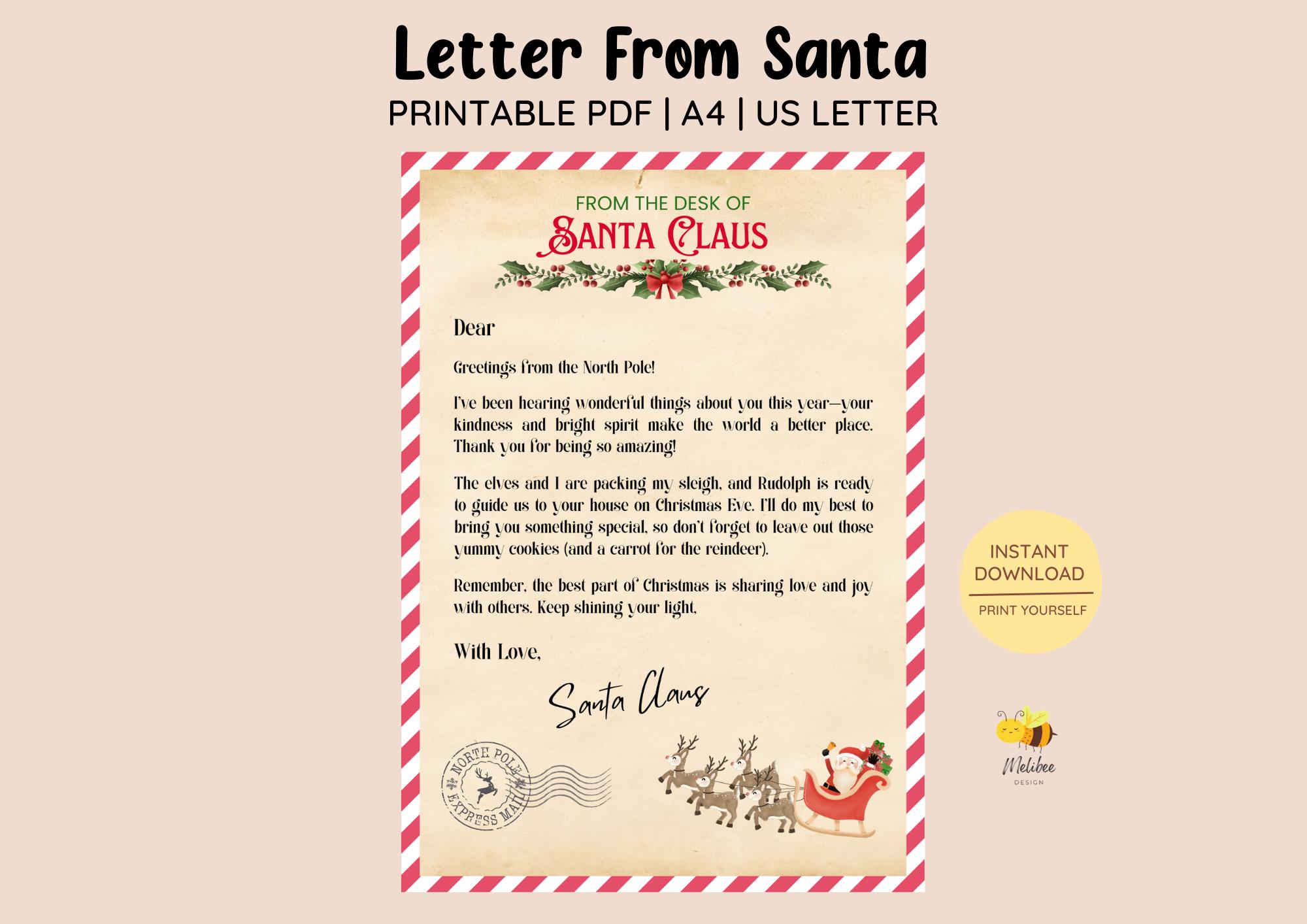 Letter From Santa • Santa Letter • Santa Claus Letter • Christmas ...
