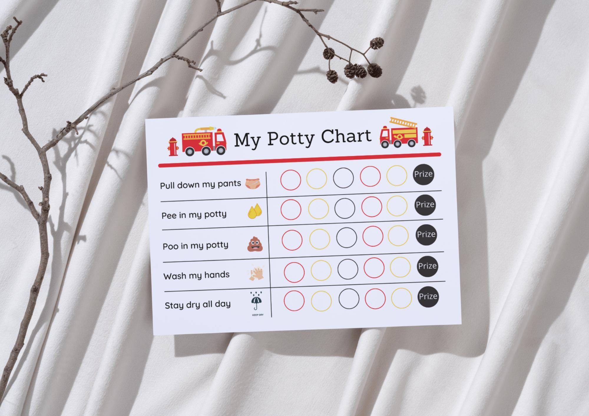 Printable Fire Truck Potty Training Chart • Potty Sticker Chart ...
