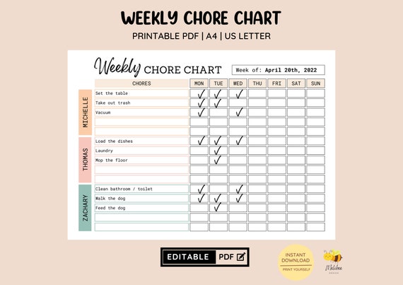 Weekly Chore Chart Template Weekly Chore Chart Template