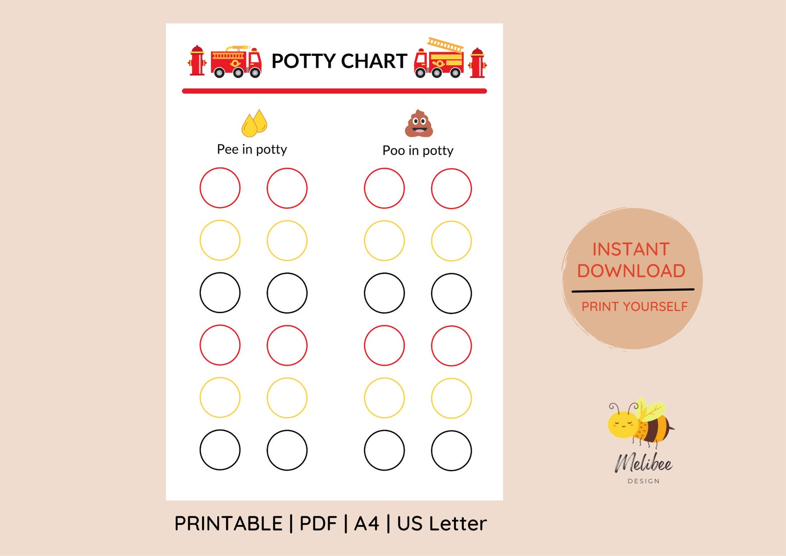 Printable Fire Truck Potty Training Chart • Potty Sticker Chart ...
