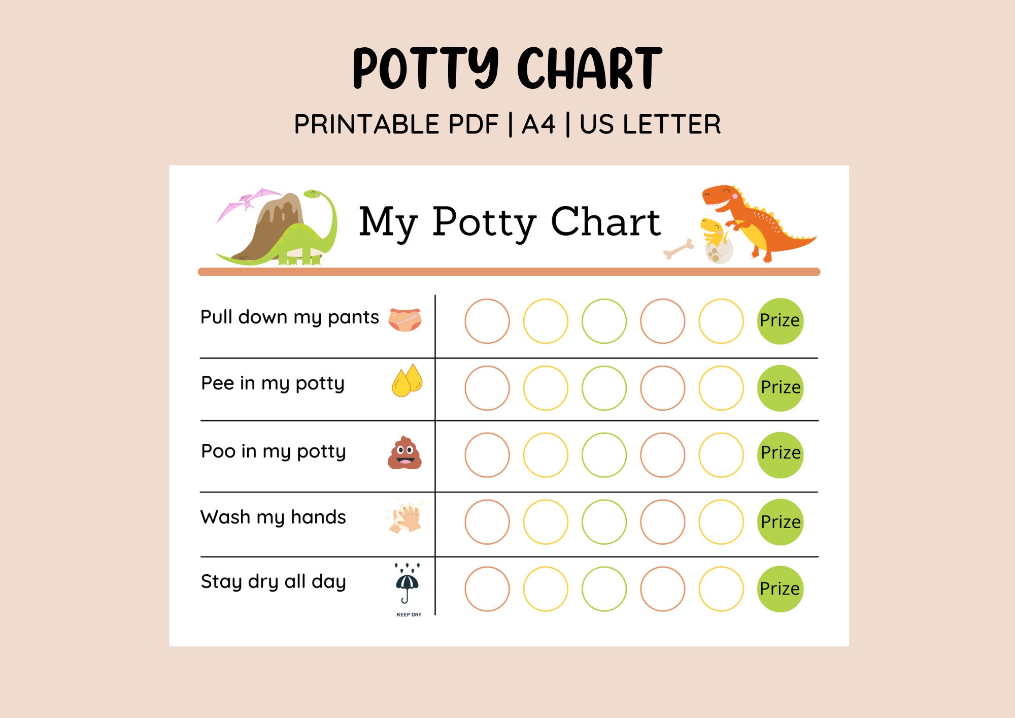Printable Dinosaurs Potty Training Chart • Sticker Chart • Toilet ...