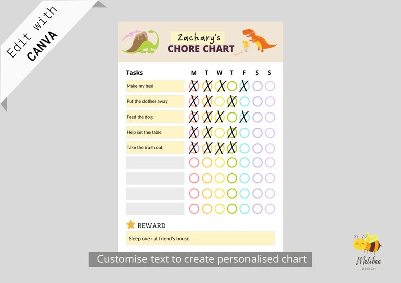 EDITABLE Dinosaurs Chore Chart • Printable Kids Reward Chart ...