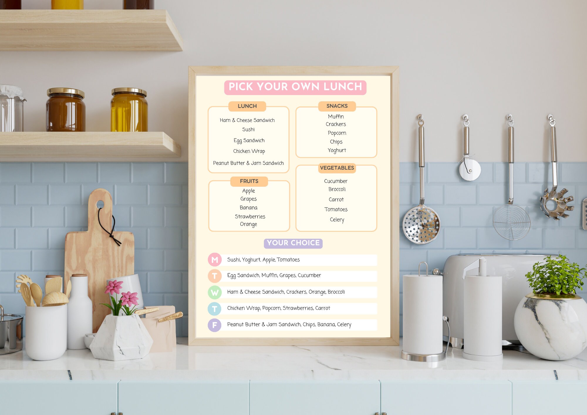 Pick Your Own Lunch Chart • Simple Lunch Packing • Kids Lunchbox ...