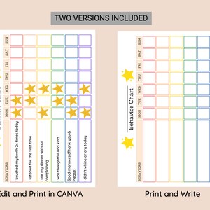 EDITABLE Kid's Behavior Chart • Printable Chart • Sticker Chart ...