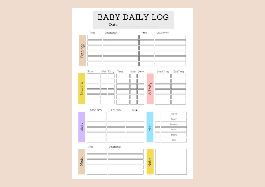 Printable Baby's Daily Log • Infant Daily Log • Newborn Tracker • Baby ...