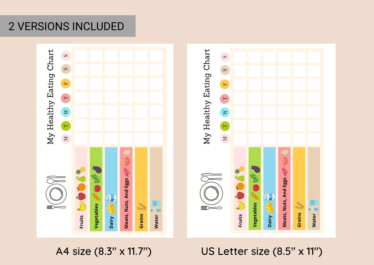 EDITABLE My Healthy Eating Chart • Toddler Chart• Printable Kids Chart ...