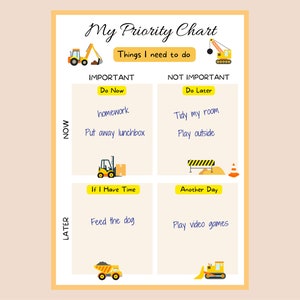 Printable Priority Chart • Decision Matrix • Eisenhower Matrix • Vision ...