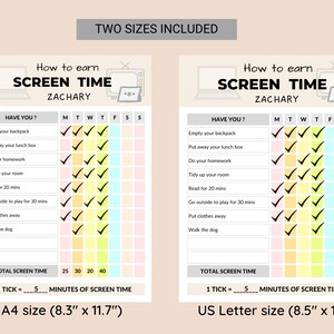 EDITABLE Screen Time Tracker Chart • Screen Time Rules • Screen Time ...