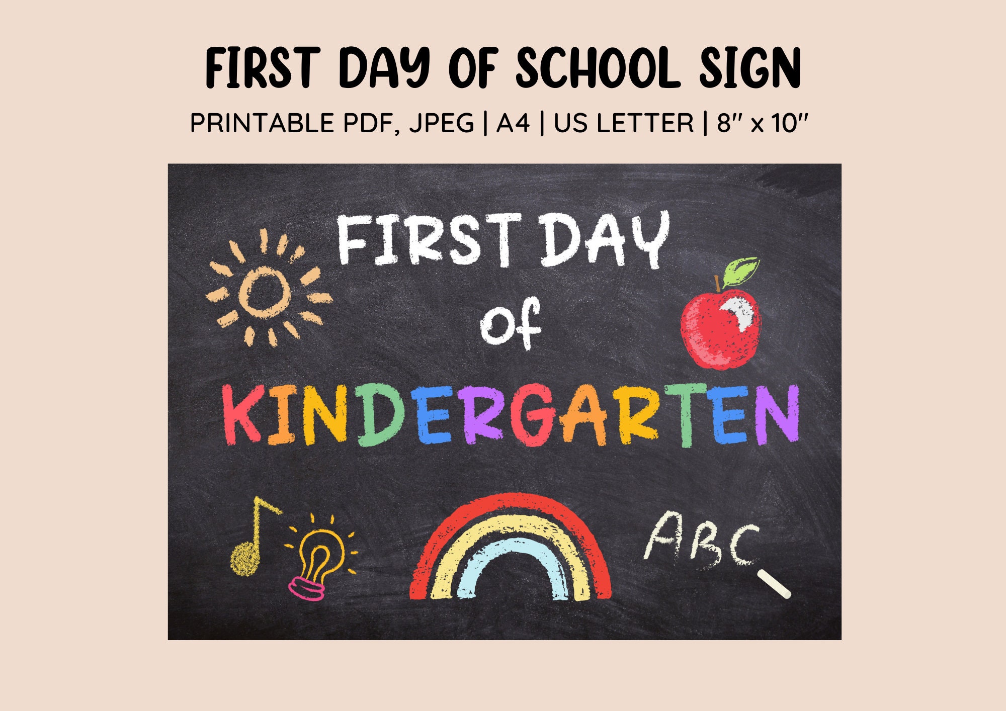 First Day of School Chalkboard Sign • First Day of School Printable ...