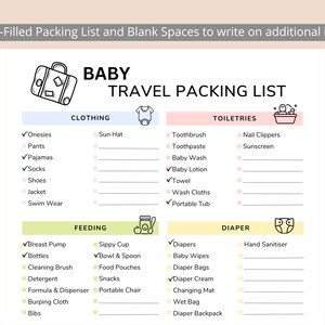 Printable Baby Travel Packing List • Baby Packing Checklist • Vacation ...