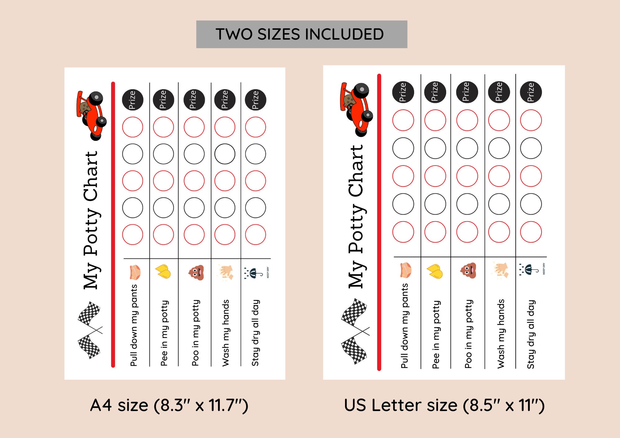 Printable Race Car Potty Training Chart • Potty Sticker Chart • Toddler ...