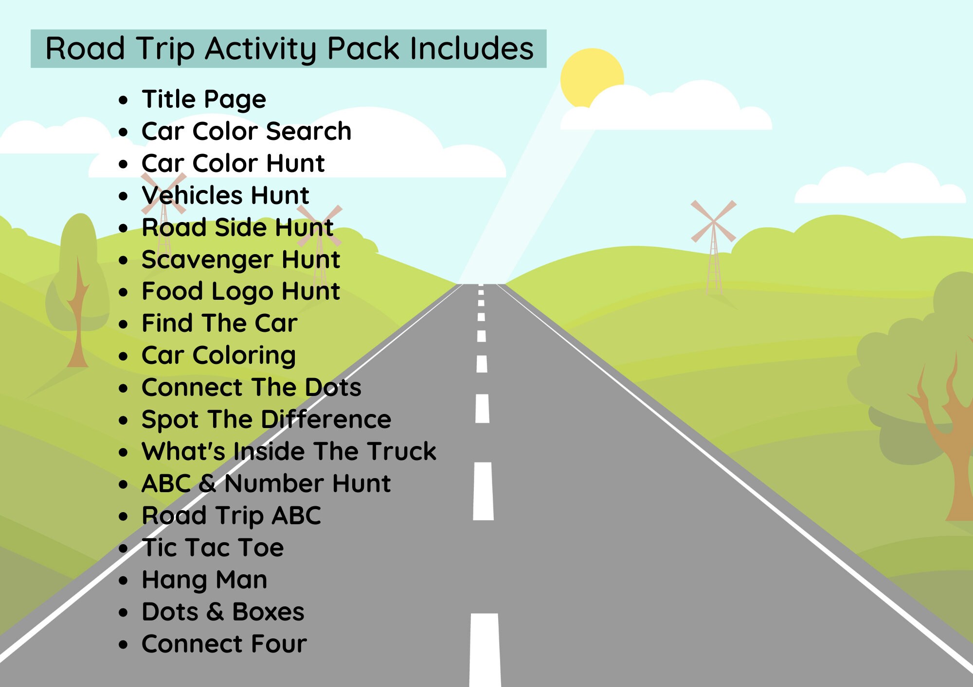 Printable Road Trip Activity Pack for Kids • Road Trip Activity Bundle ...