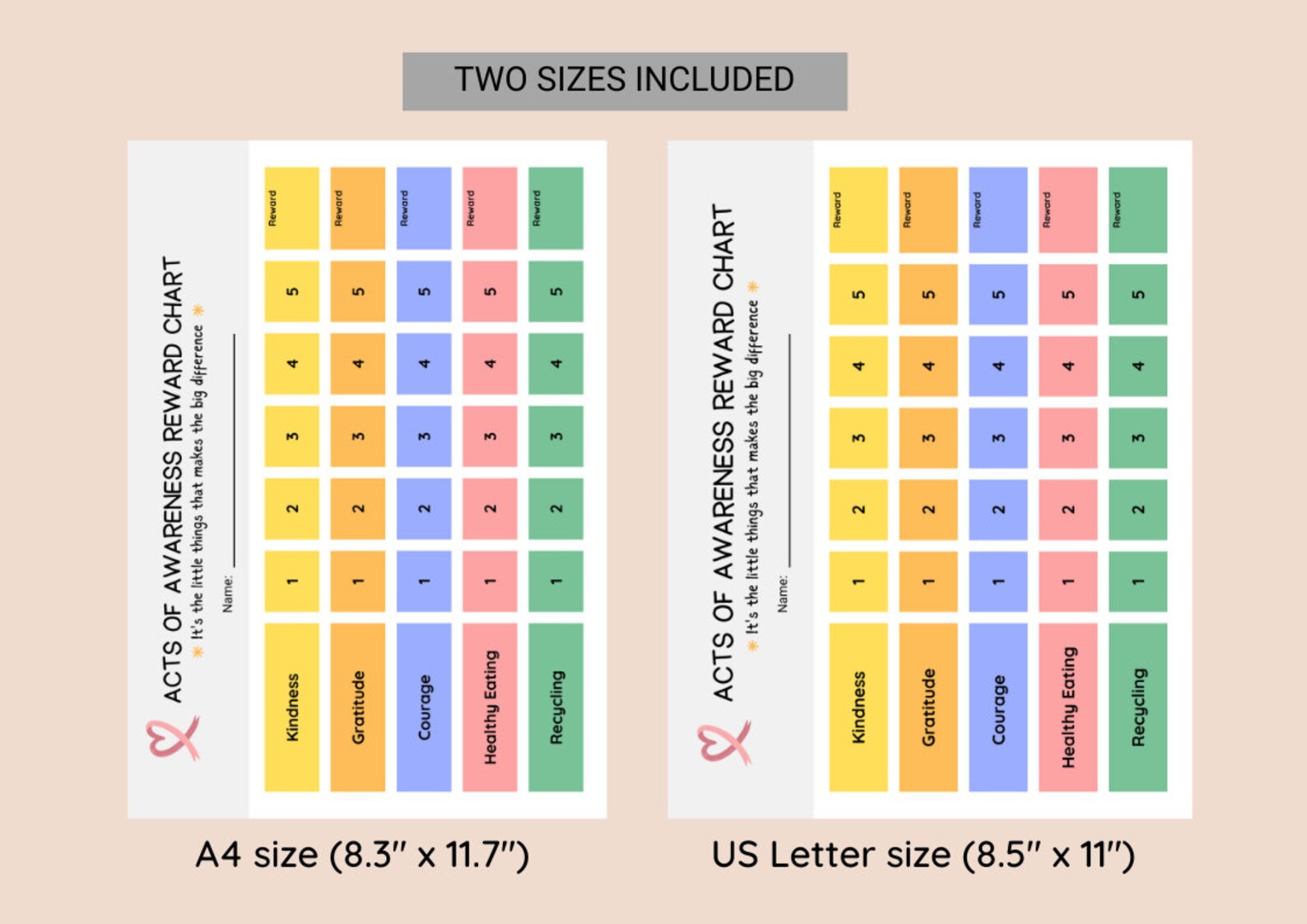 Printable Acts of Awareness Reward Chart • Kindness Chart • Sticker ...