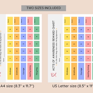 Printable Acts of Awareness Reward Chart • Kindness Chart • Sticker ...