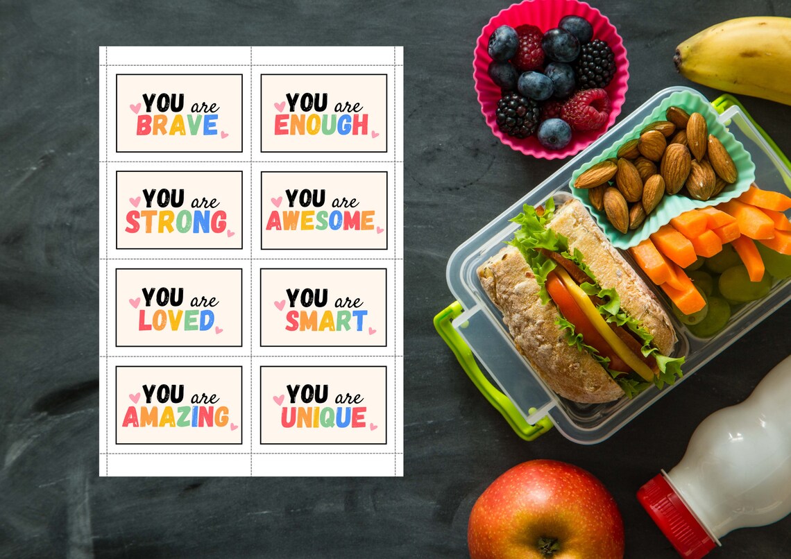 Printable Lunchbox Notes for Kids and Adults • Positive Affirmation ...