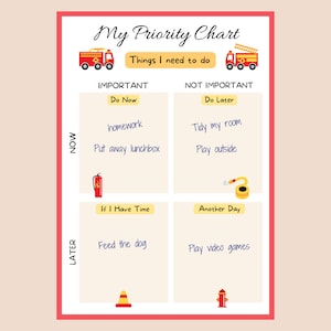 Printable Priority Chart • Decision Matrix • Eisenhower Matrix • Vision ...