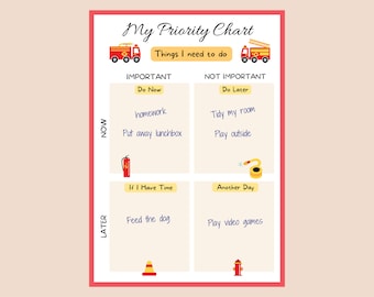 Printable Priority Chart • Decision Matrix • Eisenhower Matrix • Vision ...