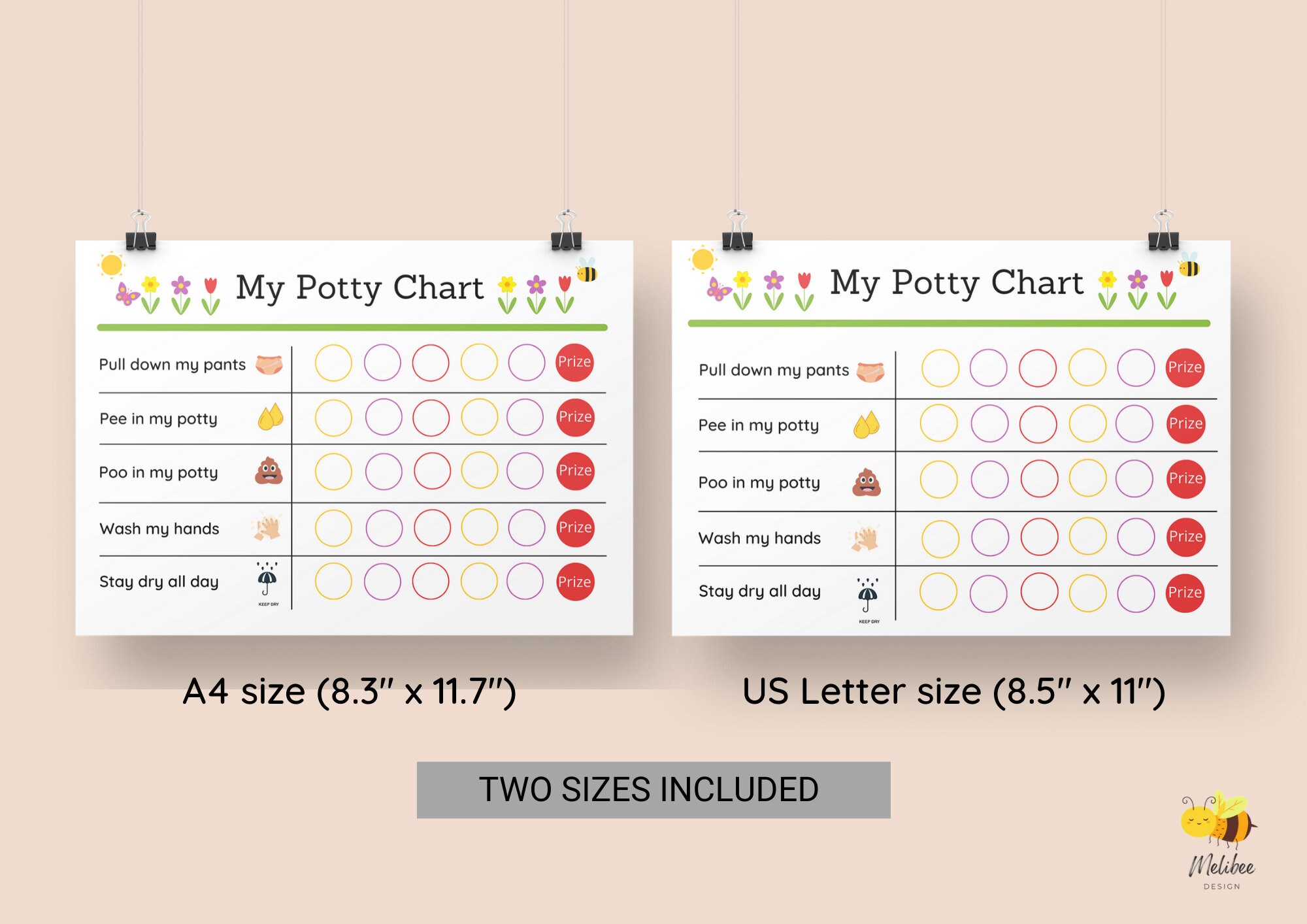 Printable Flowers Potty Training Chart Spring Sticker | Etsy