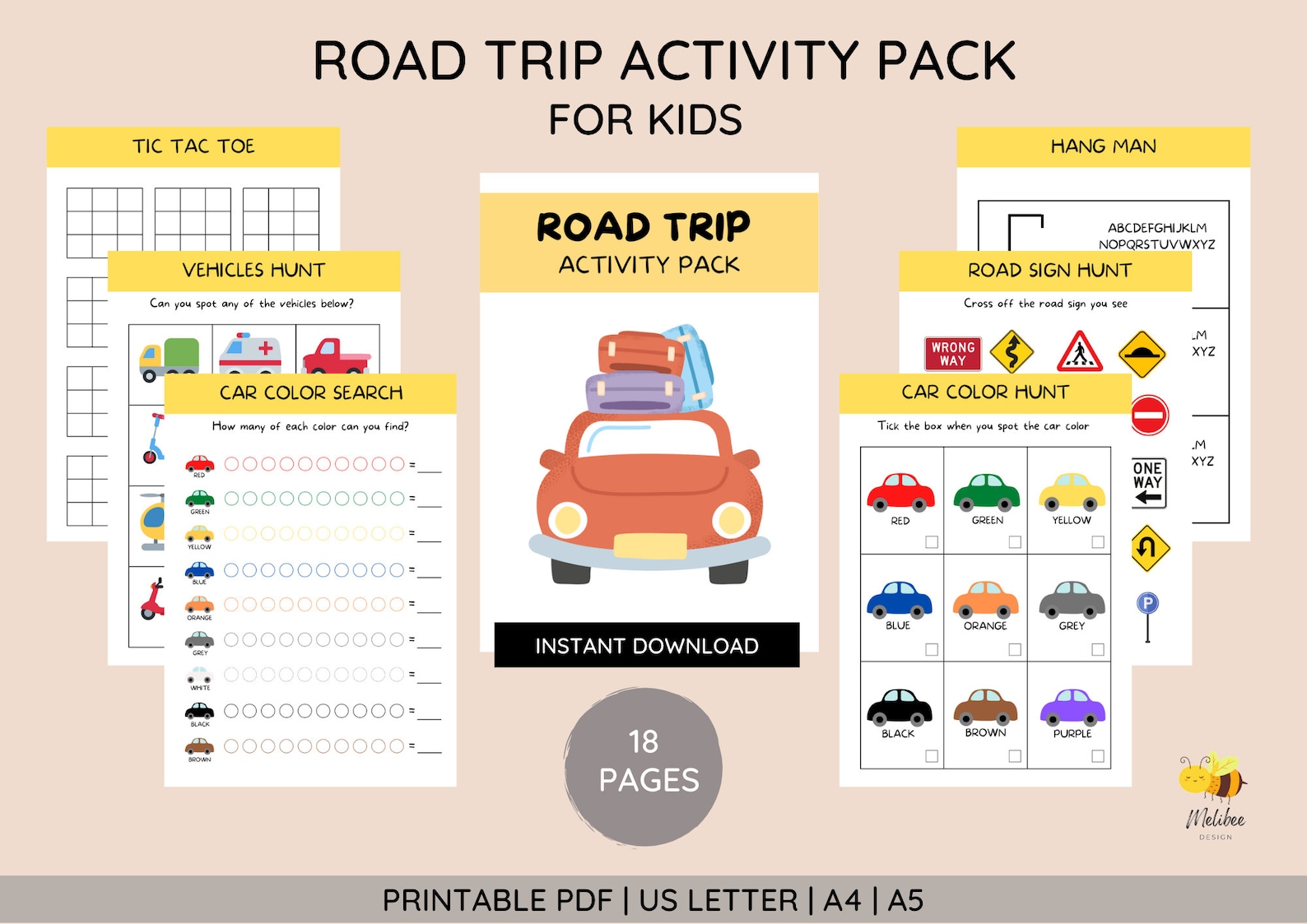 Printable Road Trip Activity Pack for Kids Road Trip Activity Bundle ...